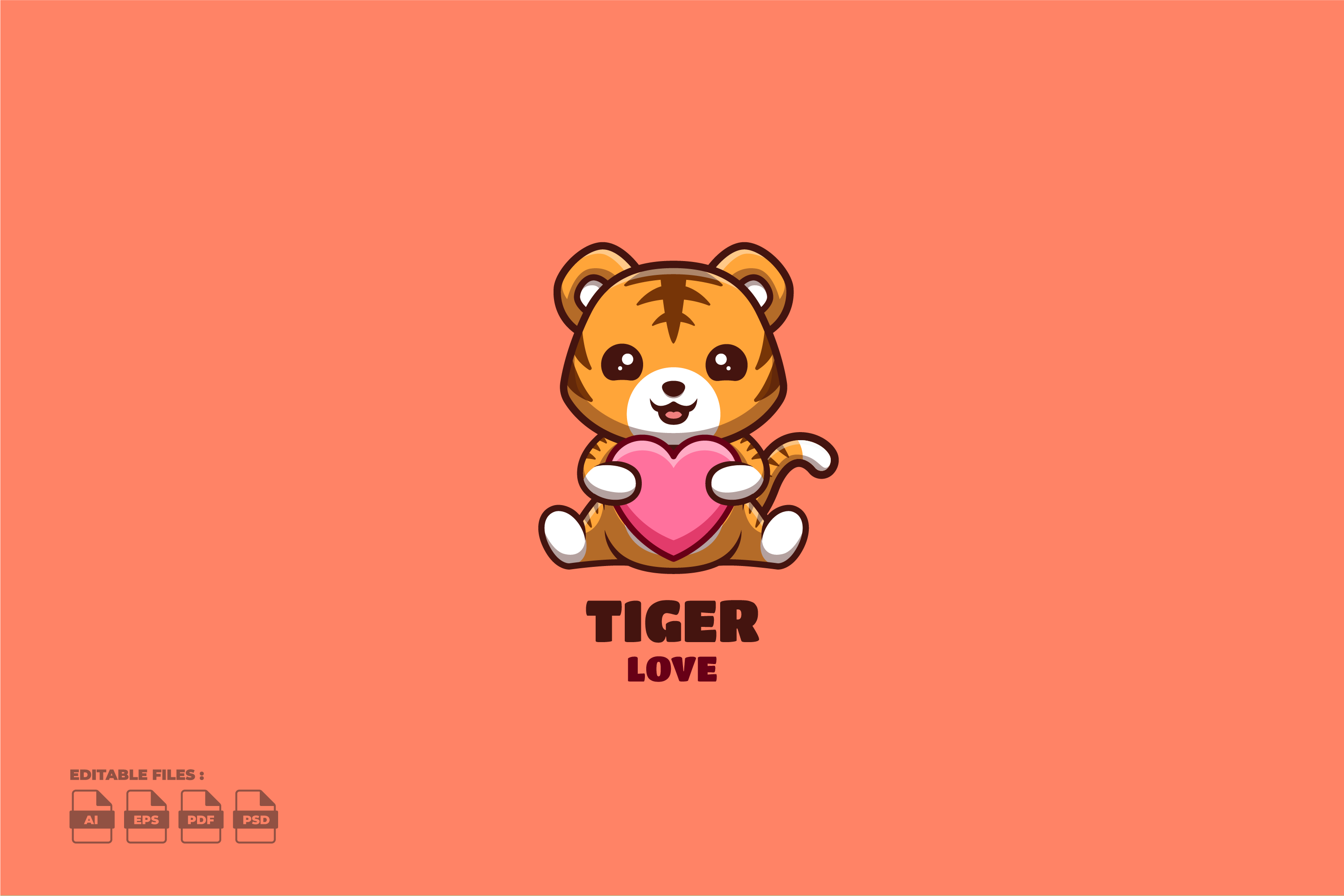 Love Tiger Cute Mascot Logo, a Branding & Logo Template by Gumrega ...