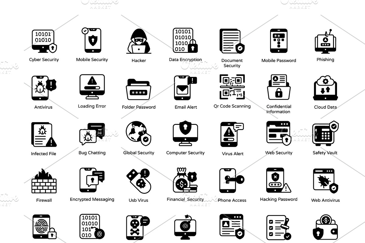 Cybersecurity Solid Icons Pack