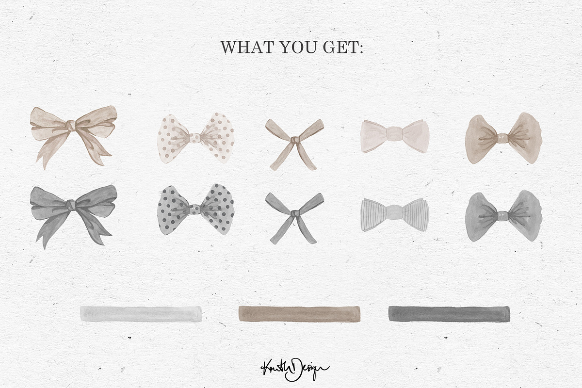 WATERCOLOR BOW BUNDLE PNG, an Illustration by KruthDesign