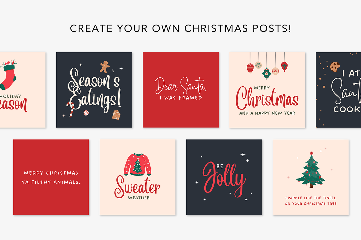 Christmas Instagram Post Templates, a Social Media Template by DeeBeeDesign