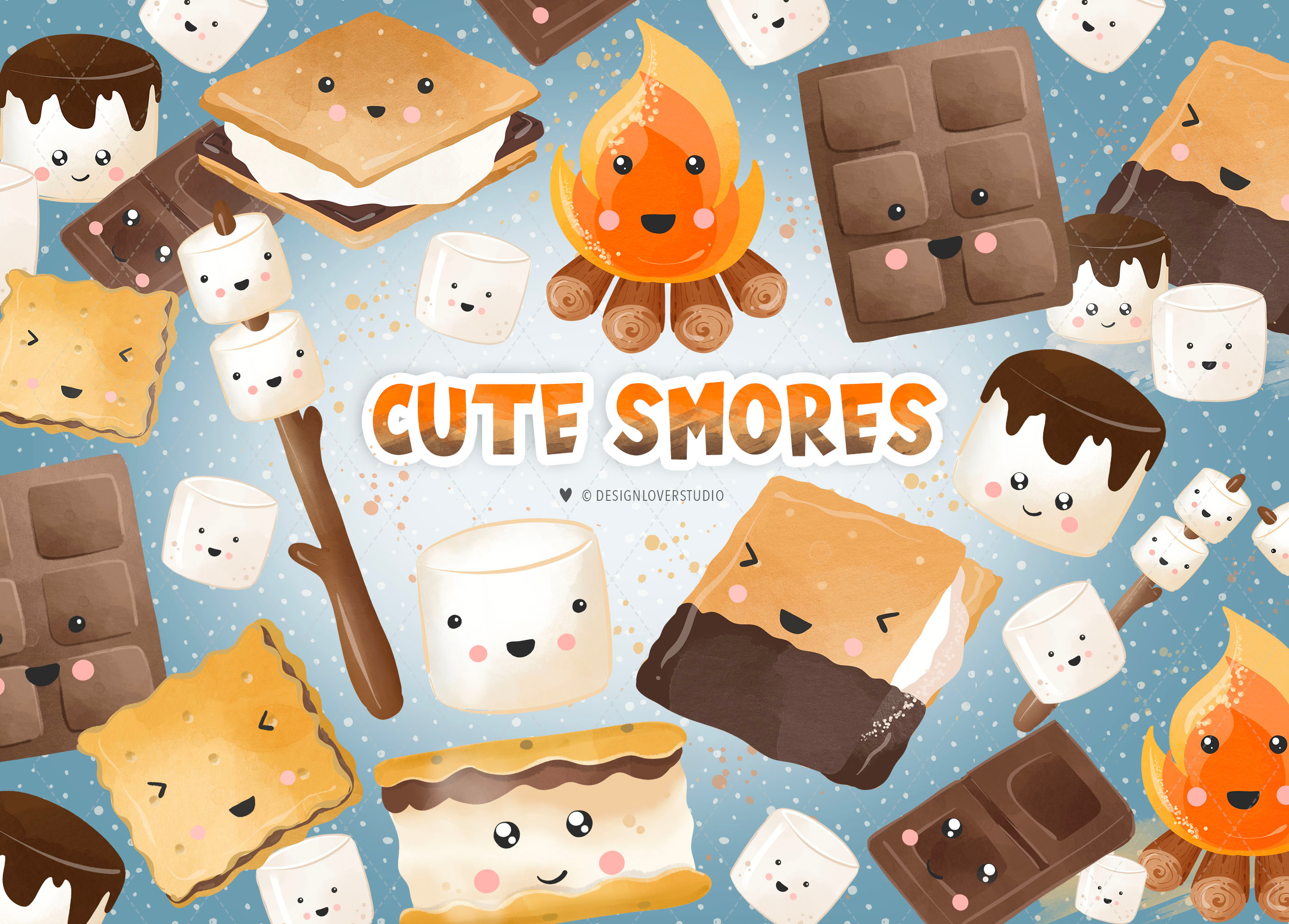 Cute Smores design | Food Illustrations ~ Creative Market