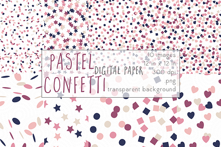 Pastel Confetti Digital Paper, a Pattern Graphic by TeaBerry