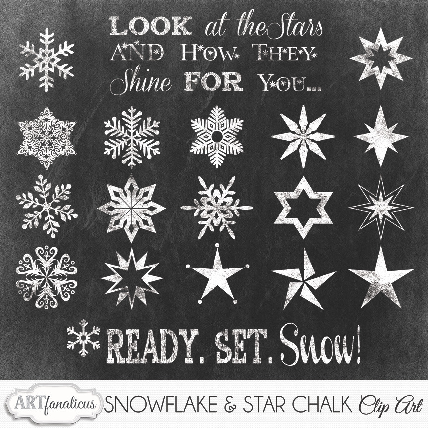 SNOWFLAKE & STARS CLIPART, an Illustration by Artfanaticus