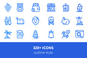 320 + icons outline style, an Icon by Mir store