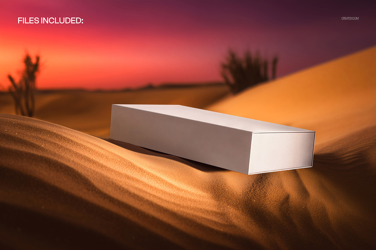 Sleeve Slide Box on Sand Mockup, a Packaging Mockup by creatsy5