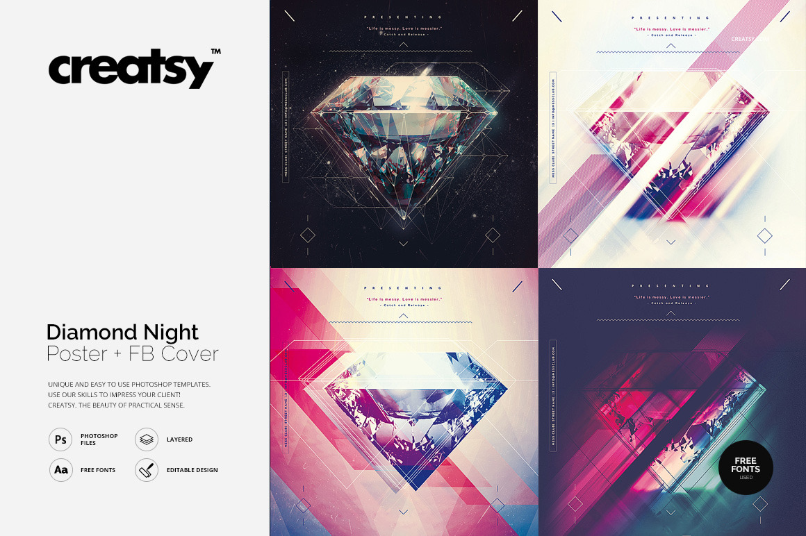 Diamond Night Party 4 Posters, a Flyer Template by Creatsy