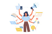 Multitasking woman. Versatile lady | People Illustrations ~ Creative Market