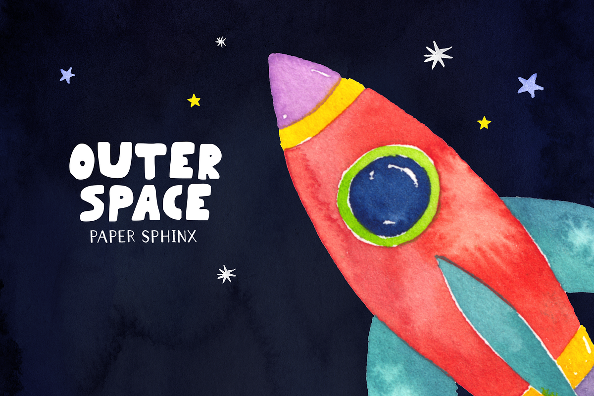 Watercolor Space Clipart, an Illustration by PaperSphinx