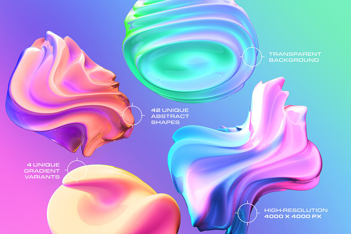 3D Gradient Abstract - 168 Shapes, an Object Graphic by assetpro.design