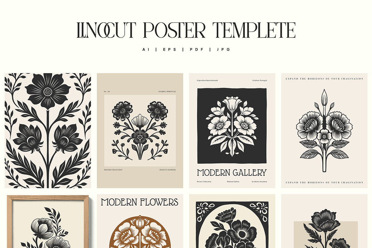 Linocut Flowers #2 | Poster Builder