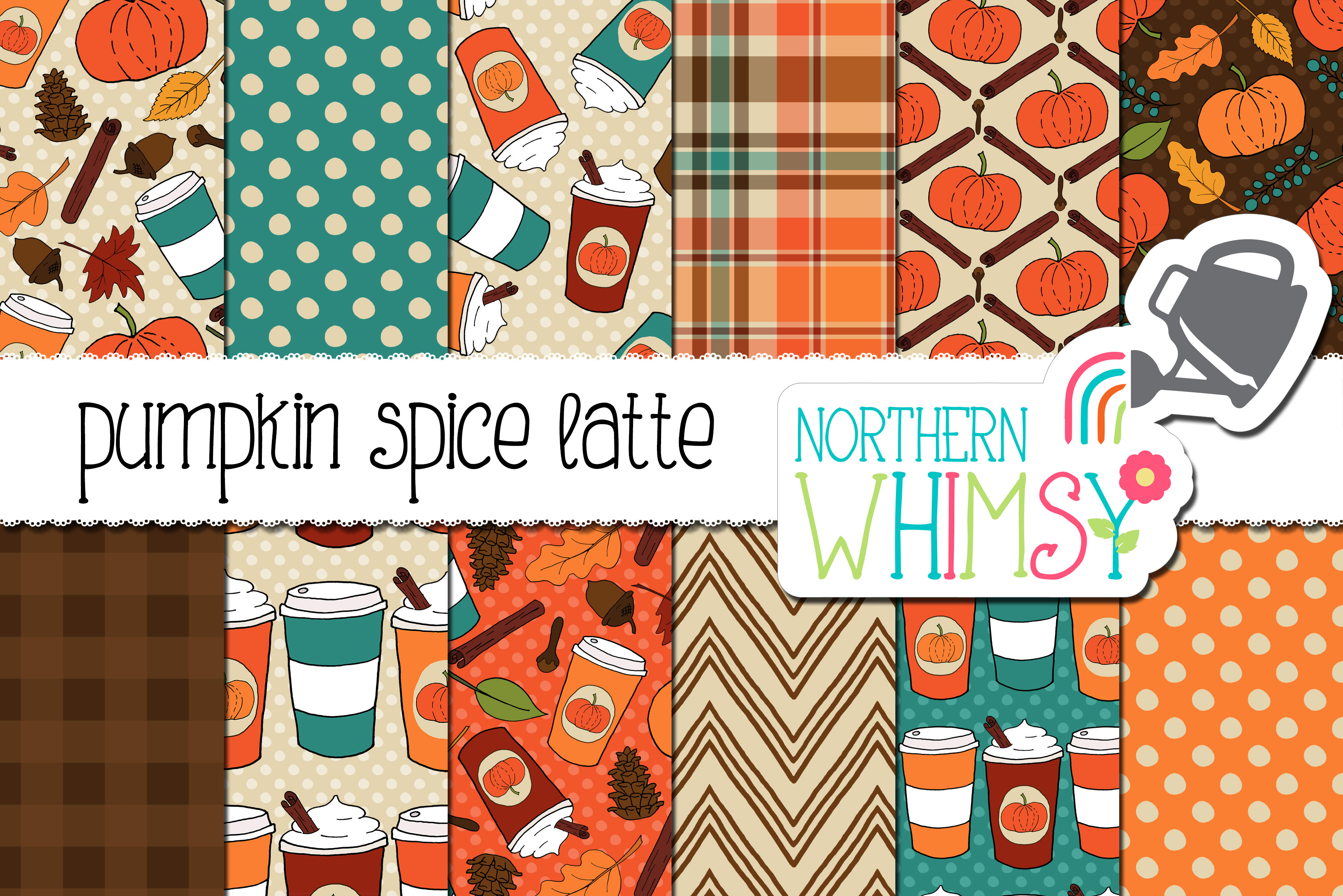 Fall Patterns - Pumpkin Spice Latte, a Pattern Graphic by Northern ...