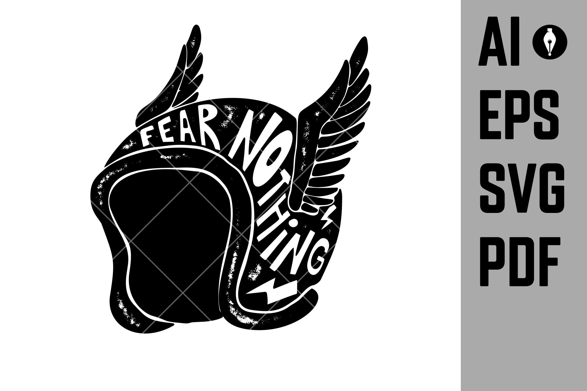 Hand drawn winged racer helmet, an Object Graphic by Vectorhight