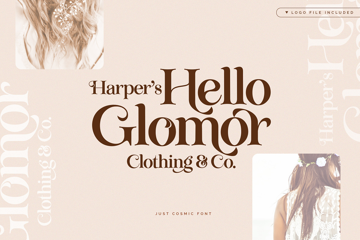 Just Cosmic Font + Premade Logos
