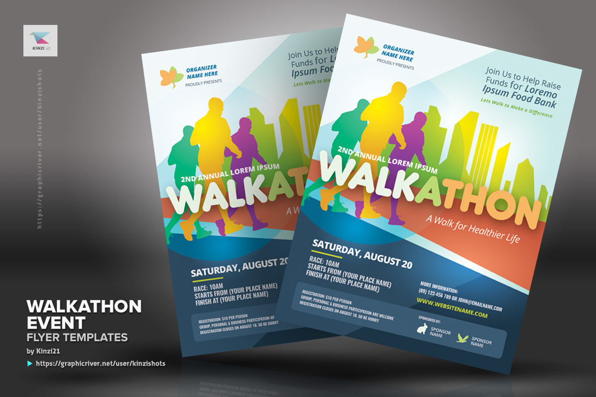 Walkathon Event Flyer Templates, a Flyer Template by kinzi21