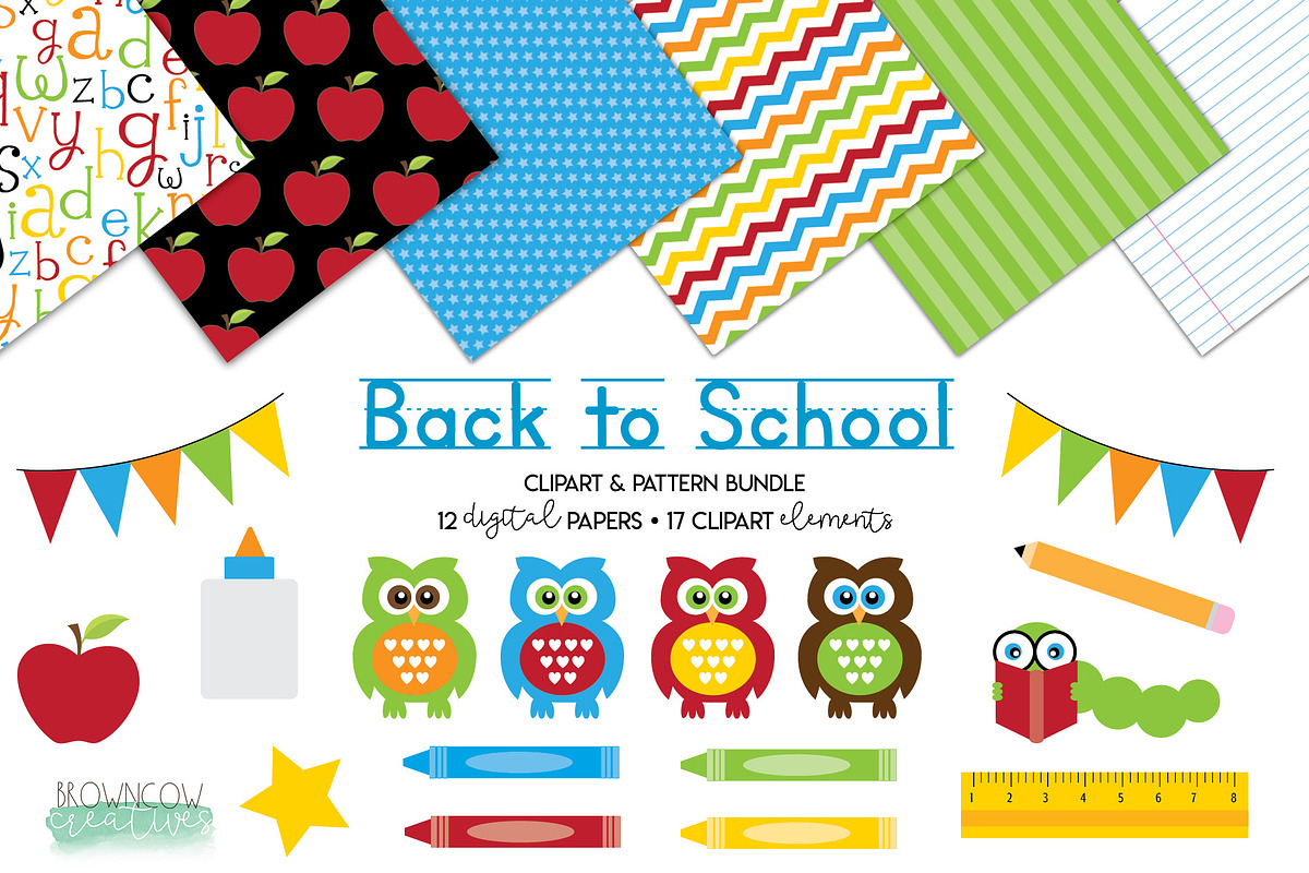 Back to School Clipart & Backgrounds, a Background Graphic by ...