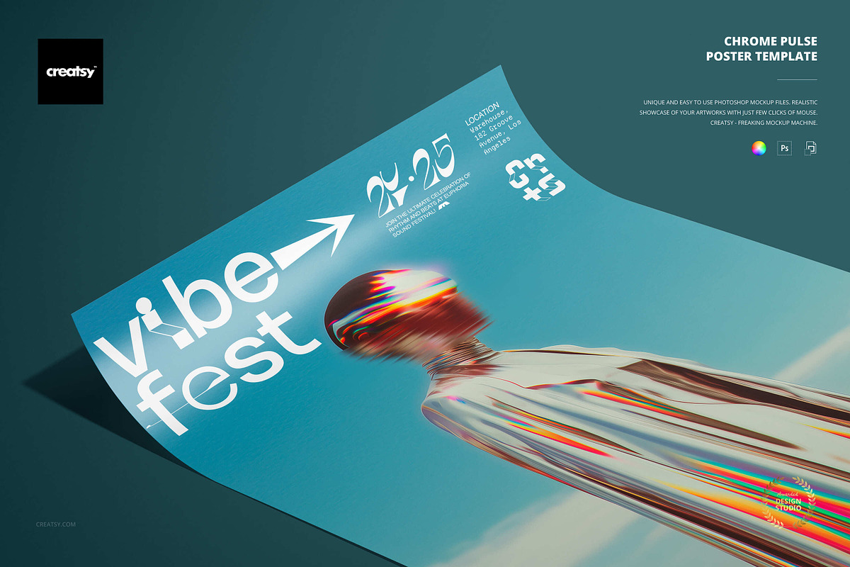 Chrome Pulse Poster Template, a Poster Template by creatsy5