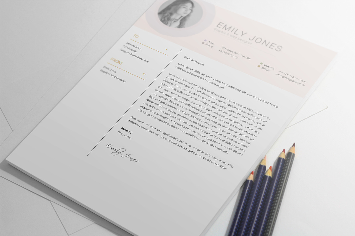Simple Color CV-Resume Template *C, a Resume Template by Showy68 Template