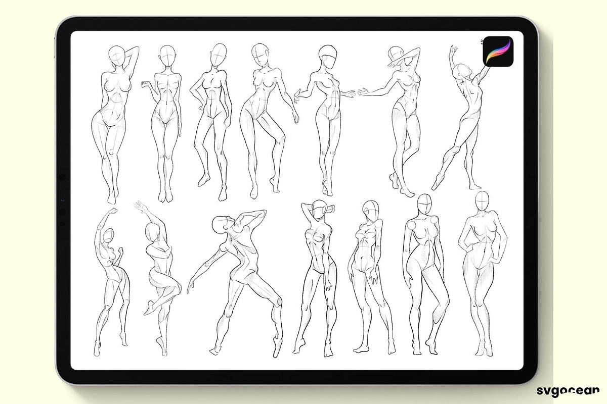 Female Pose Procreate Brushes, an Illustration by svgocean