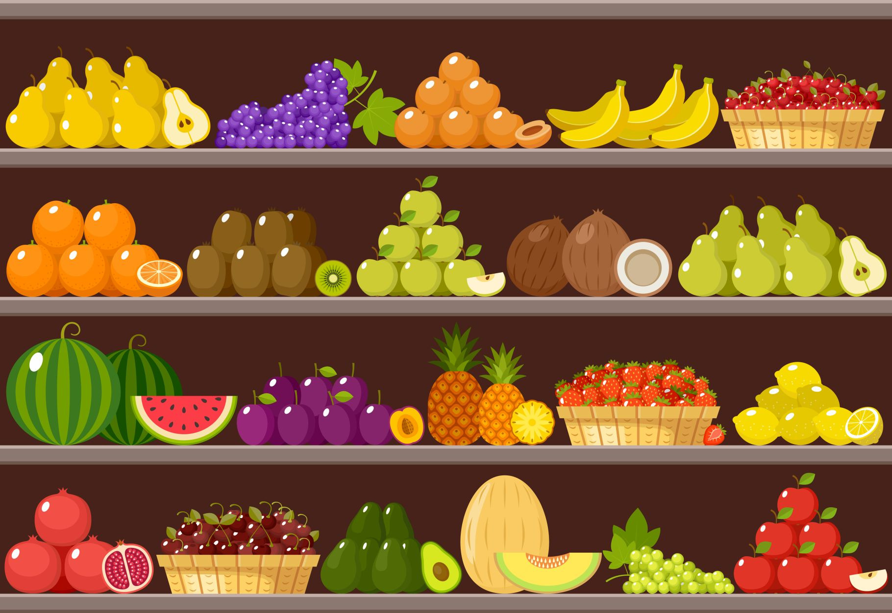 Counter with fruits, a Food Illustration by Gurza SHOP