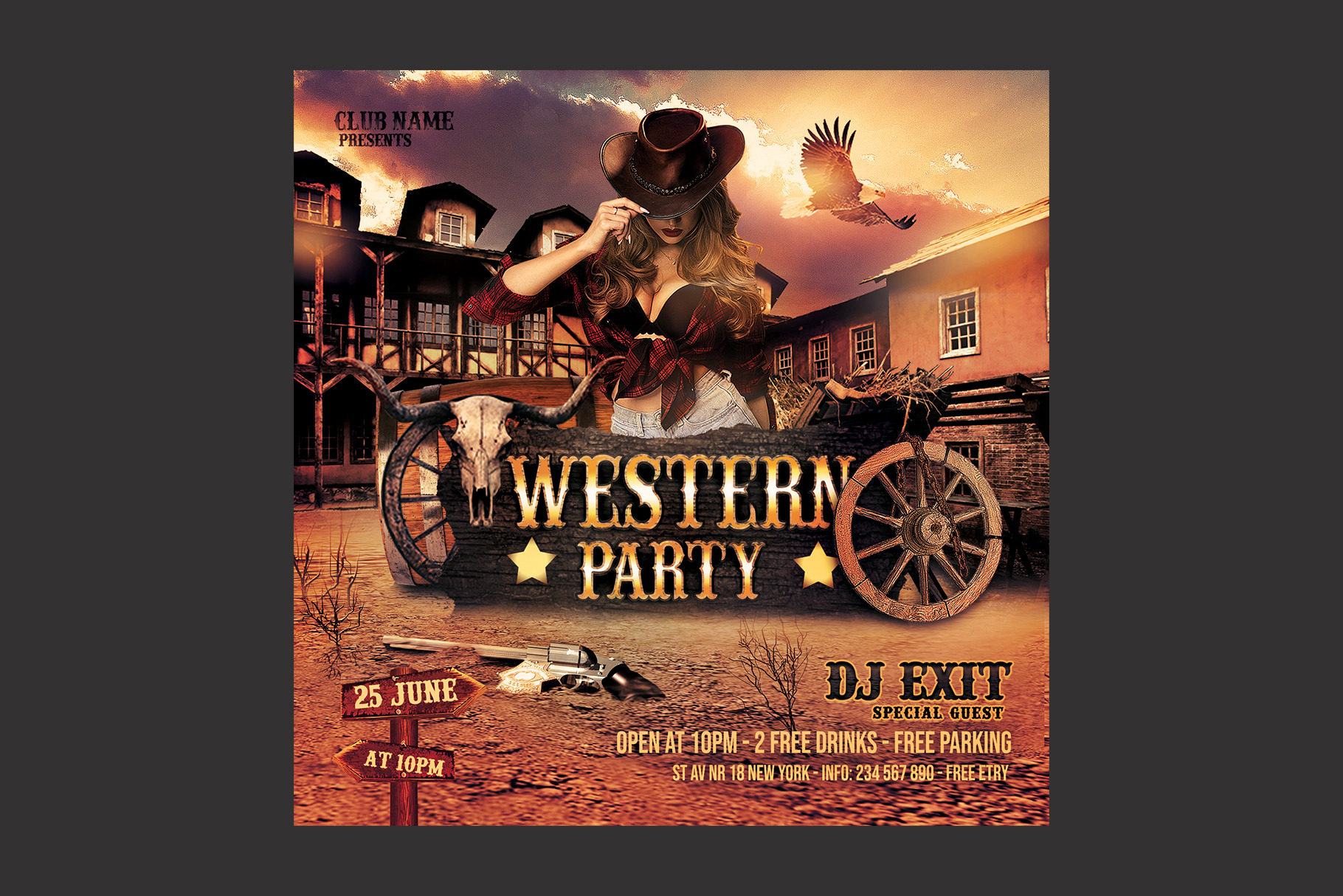 Western Party Flyer, a Flyer Template by DSGraphicDesign