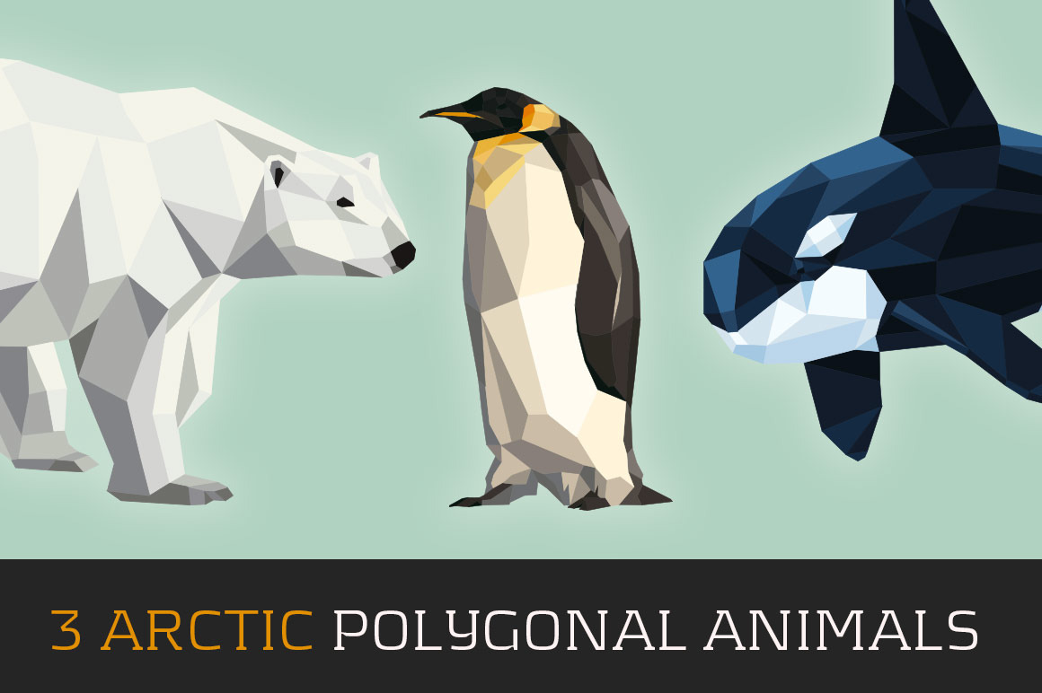 3 Arctic Polygonal Animals, an Animal Illustration by nordicworker