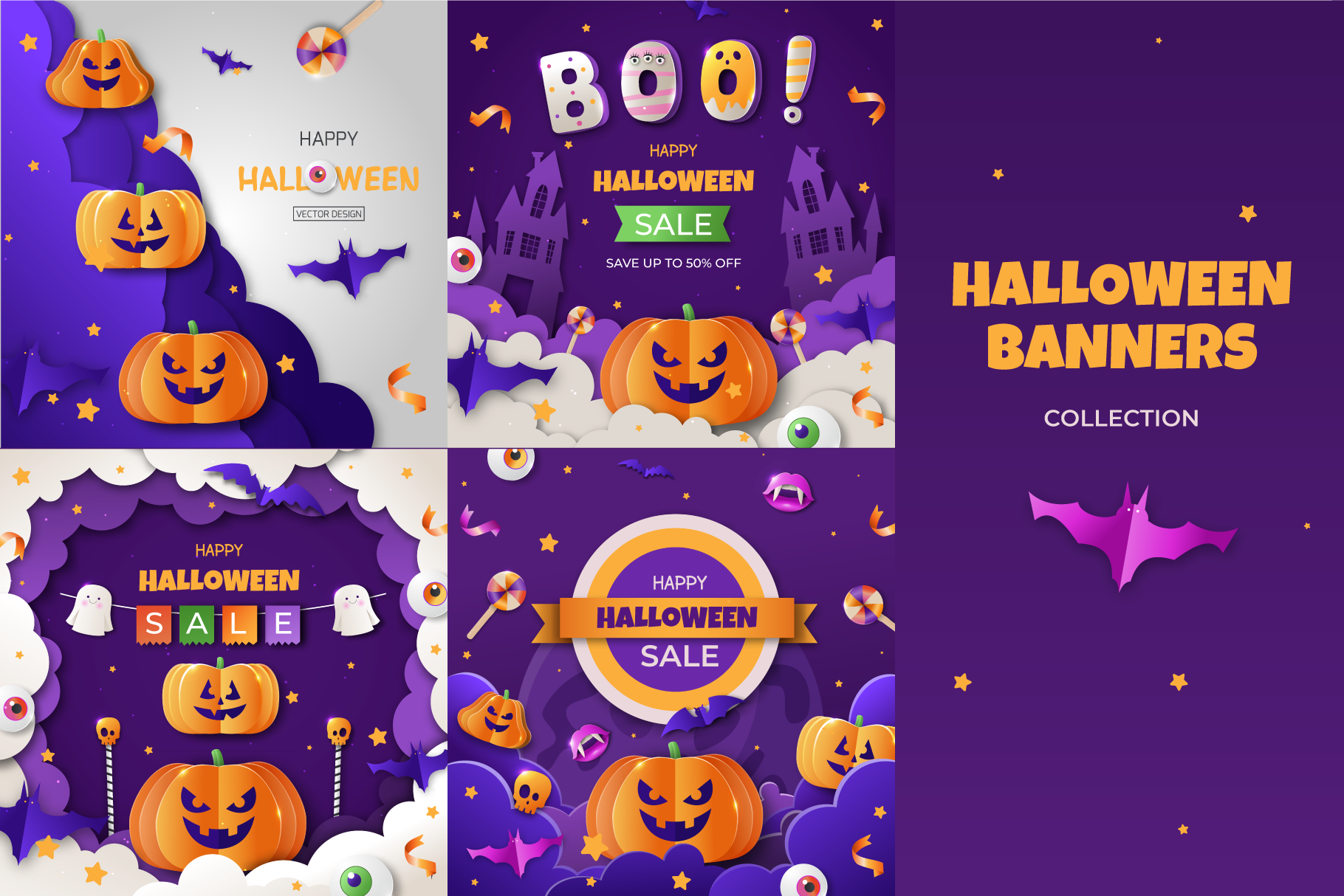 Halloween promotion banner set, a Decorative Illustration by tomuato