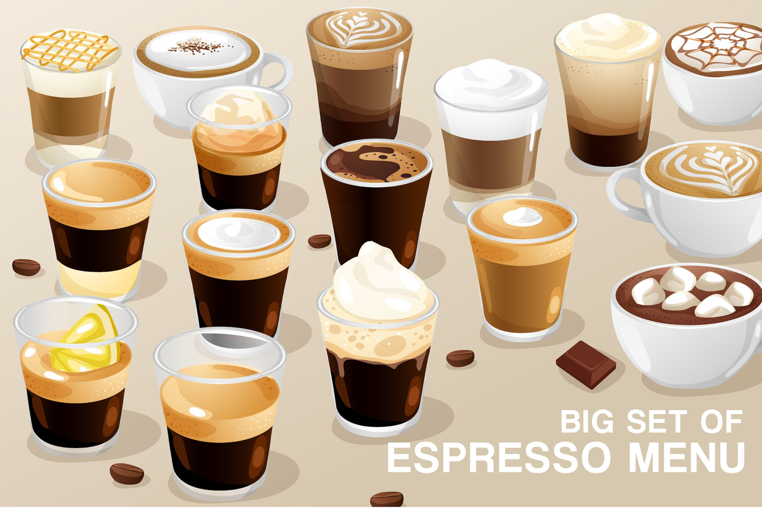 Big Set of Espresso Menu, an Object Graphic by Daraon