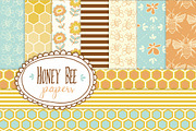 Honey Bee - Seamless Pattern Papers, a Pattern Graphic by The Pen and Brush