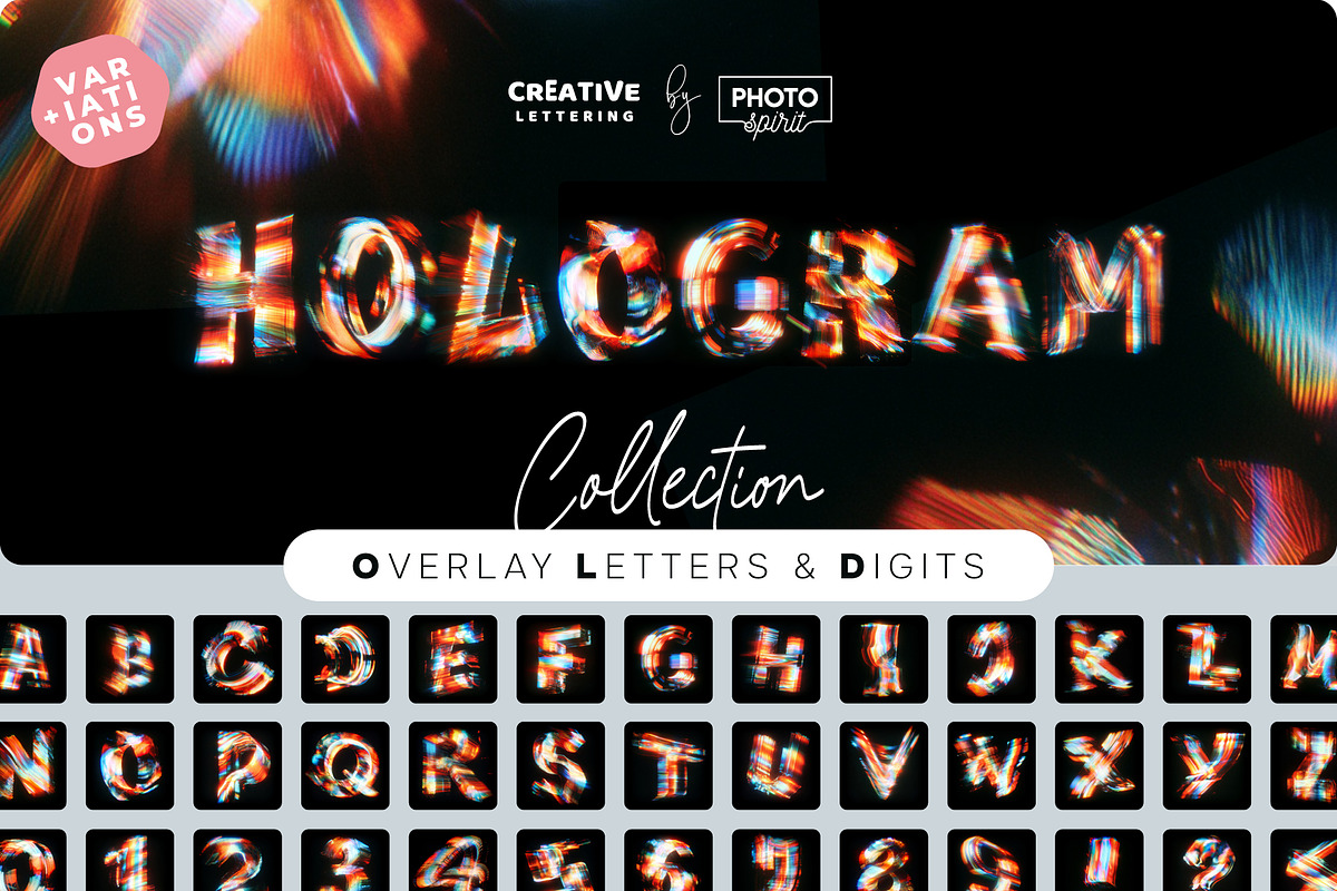 Optical Hologram Letters Overlays, a Symbol Font by PhotoSpirit