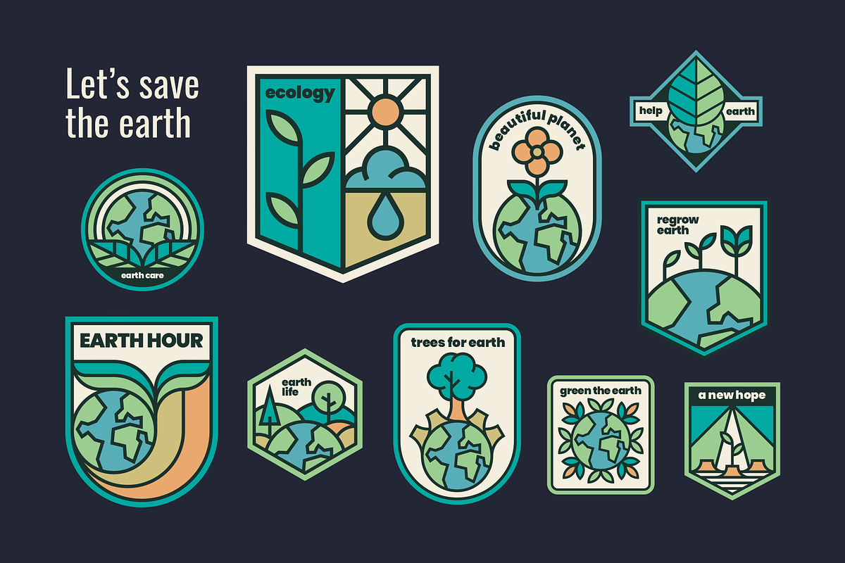 Save The Earth Badge Pack, an Illustration by tifftuff