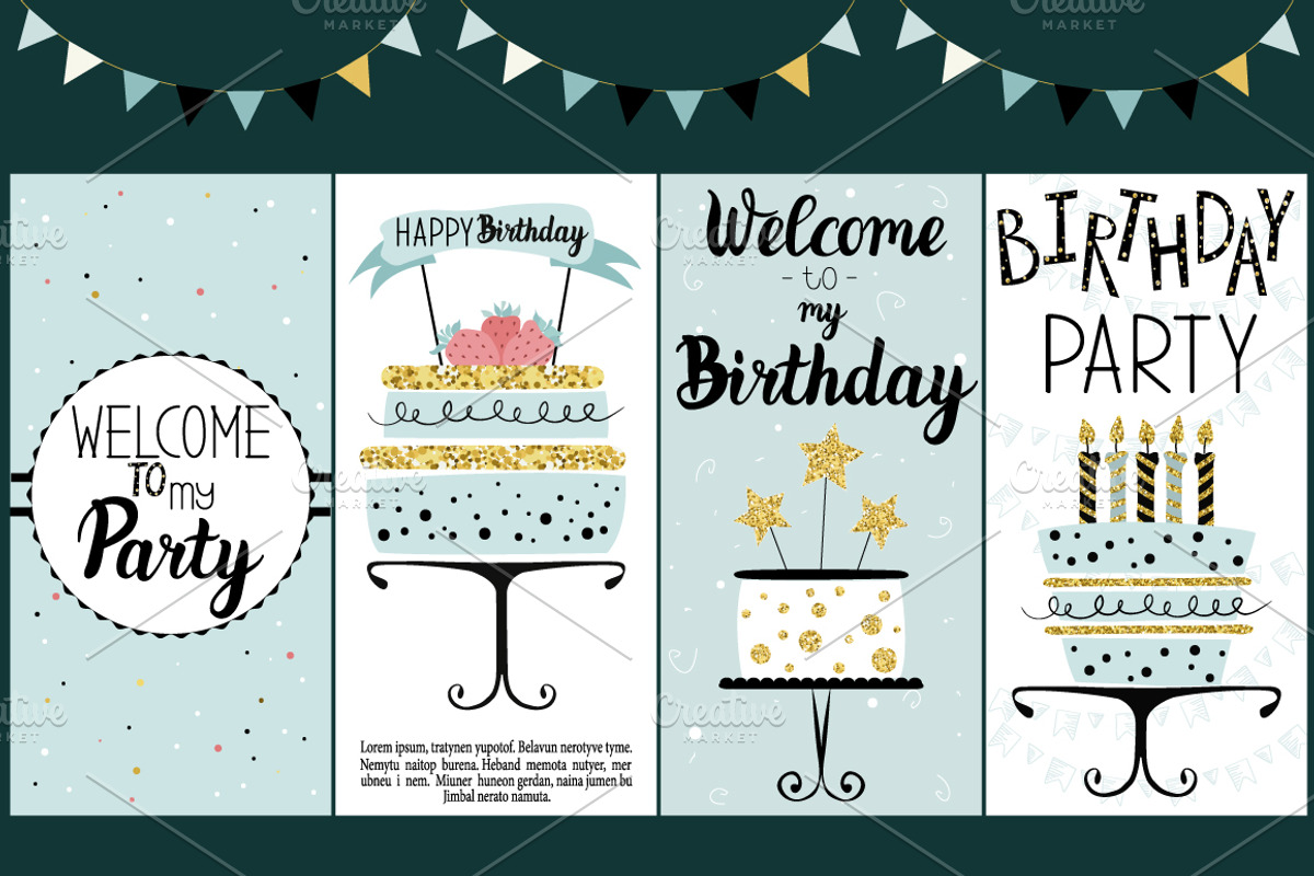 Party cards and flyers big set, a Decorative Illustration by Happiestsim