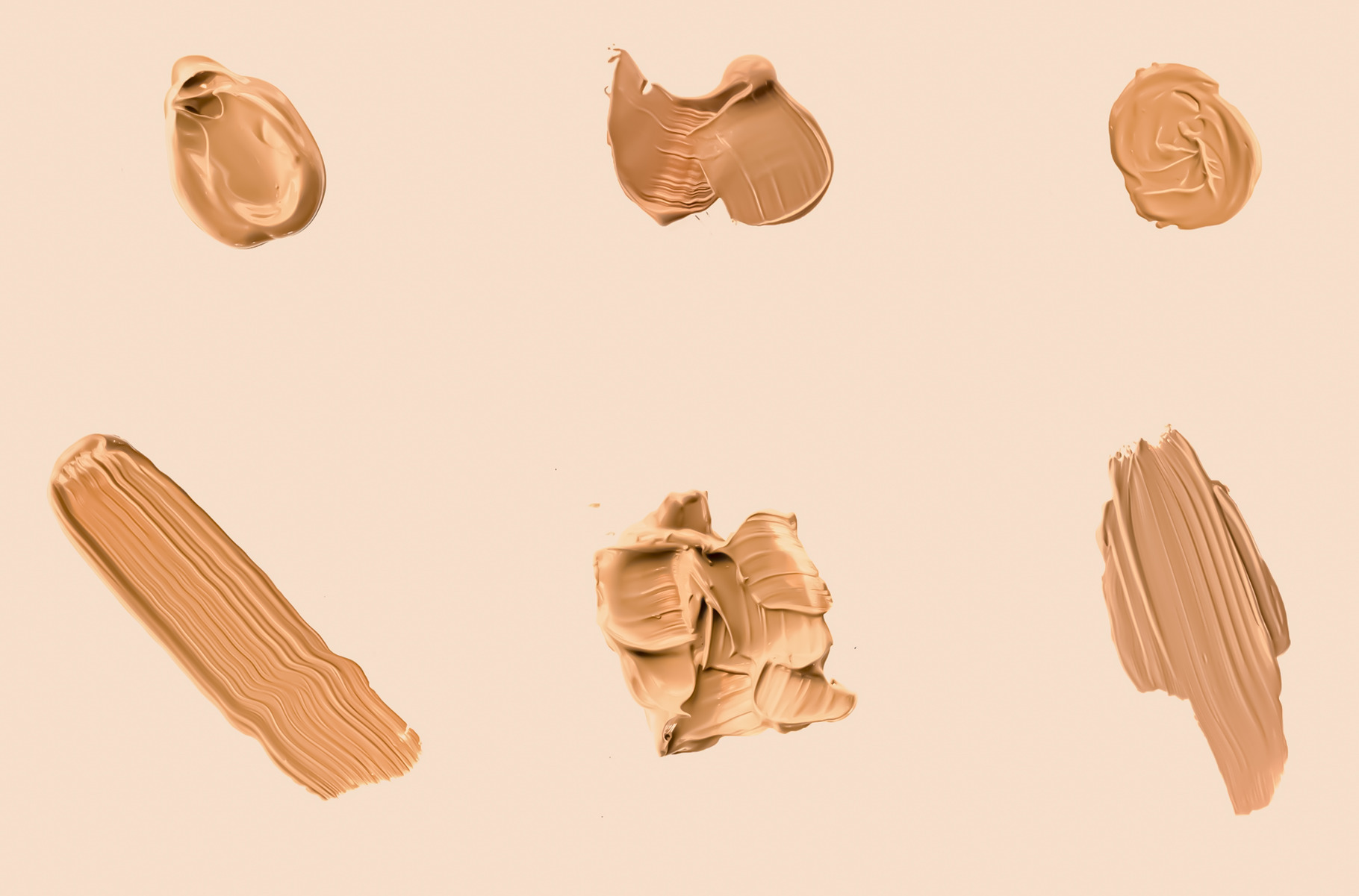 Liquid foundation smudges, smears and strokes as makeup textures, a ...