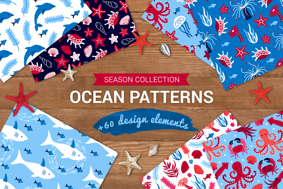 Ocean Patterns + Design Elements, a Pattern Graphic by miumiu