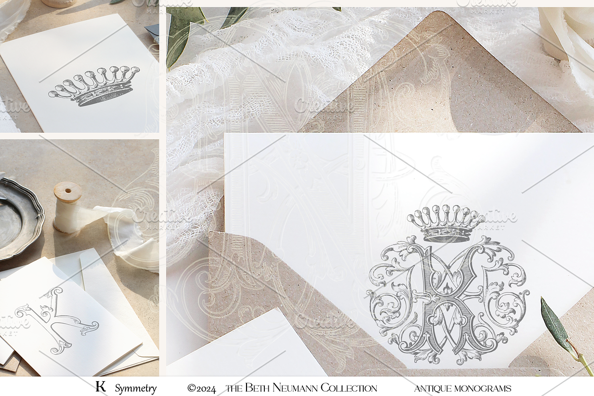 Antique Vintage Monogram Initial K, an Object Graphic by Antique Monograms