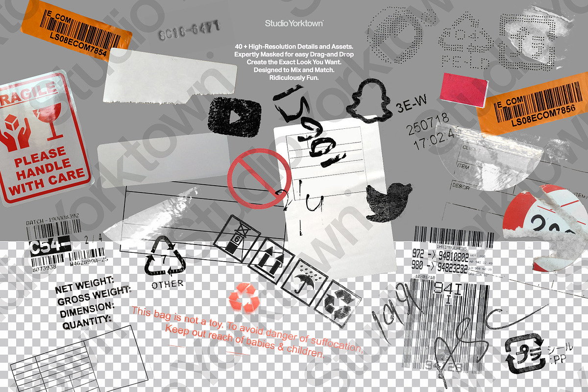 Stickers and Labels Collection, a Texture Graphic by Studio Yorktown