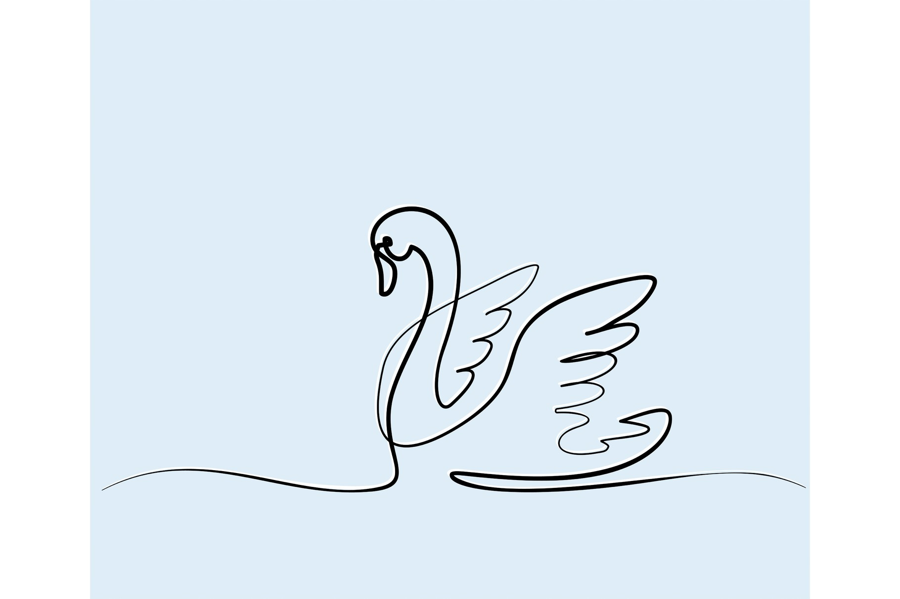 Swan logo one line drawing, a Decorative Illustration by Valenty