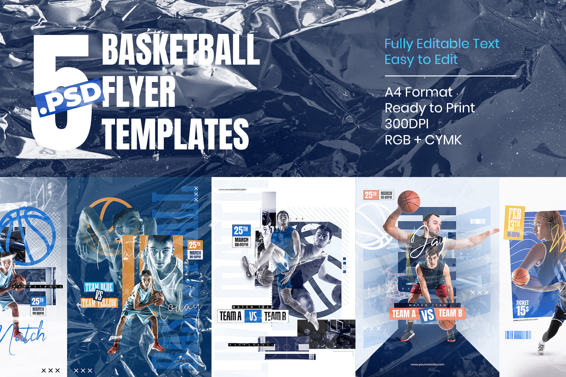 Bundle 5 Basketball Flyers Templates