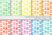 Watercolor Arrows Digital Paper, a Pattern Graphic by AzmariDigitals