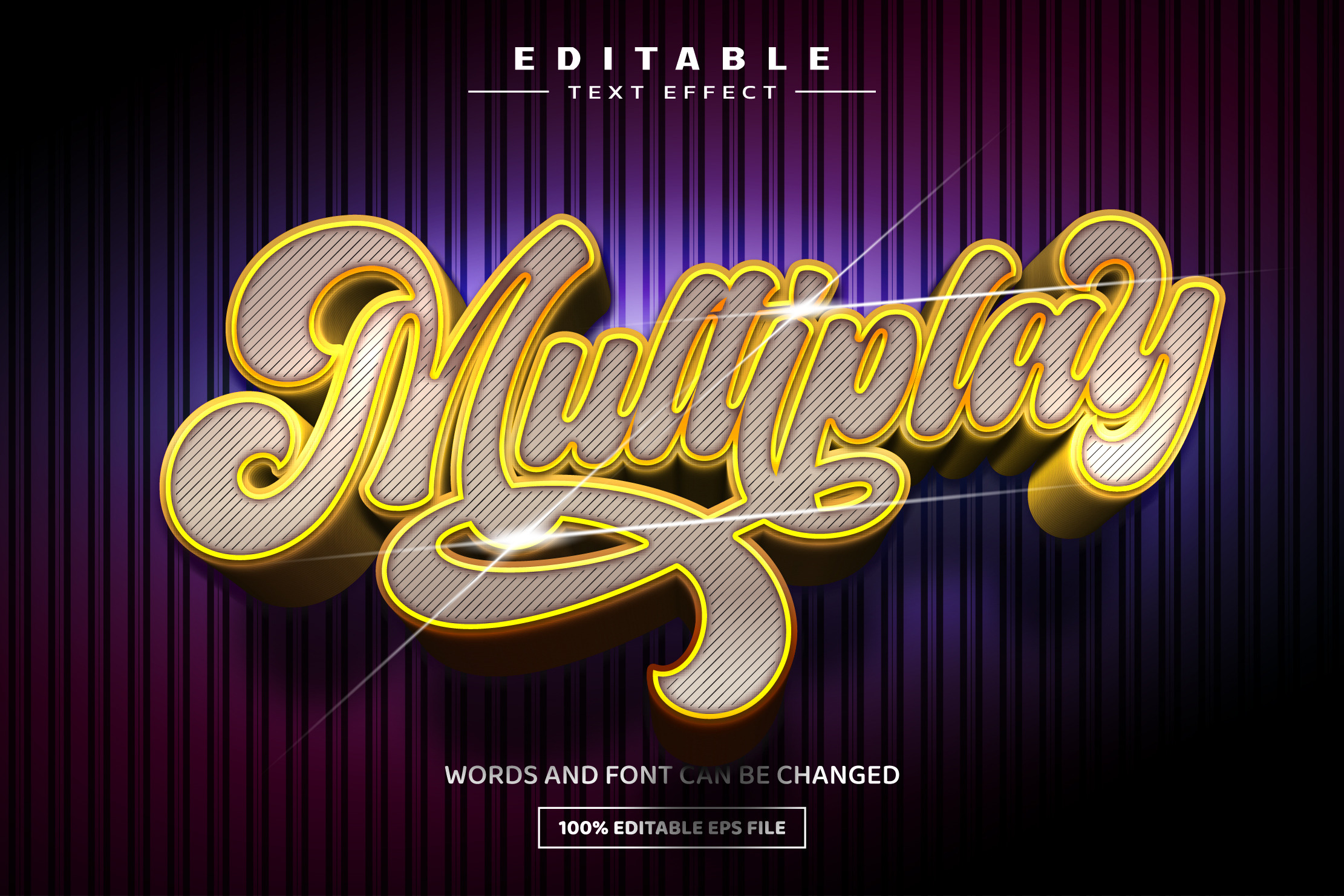 Multiplay 3D editable text effect
