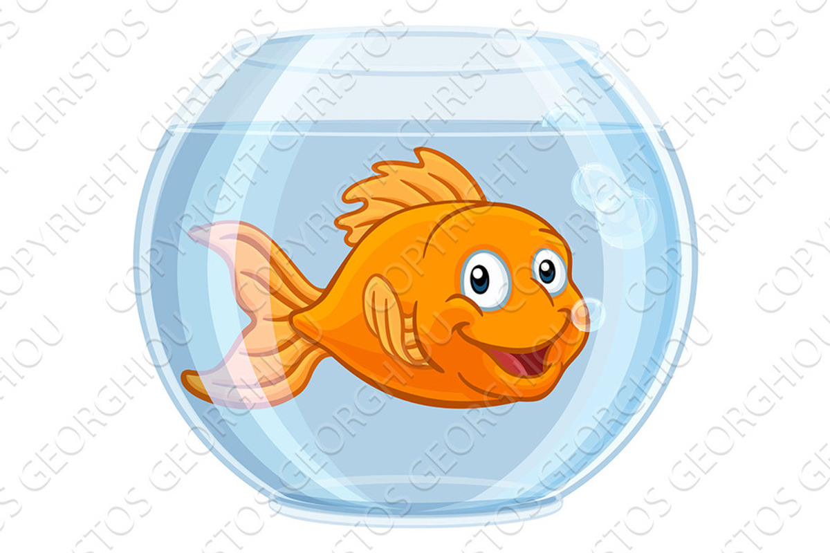 Goldfish in Gold Fish Bowl Cute, an Animal Illustration by Christos ...