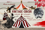 Vintage circus design set, an Illustration by Scarlet Heath Art