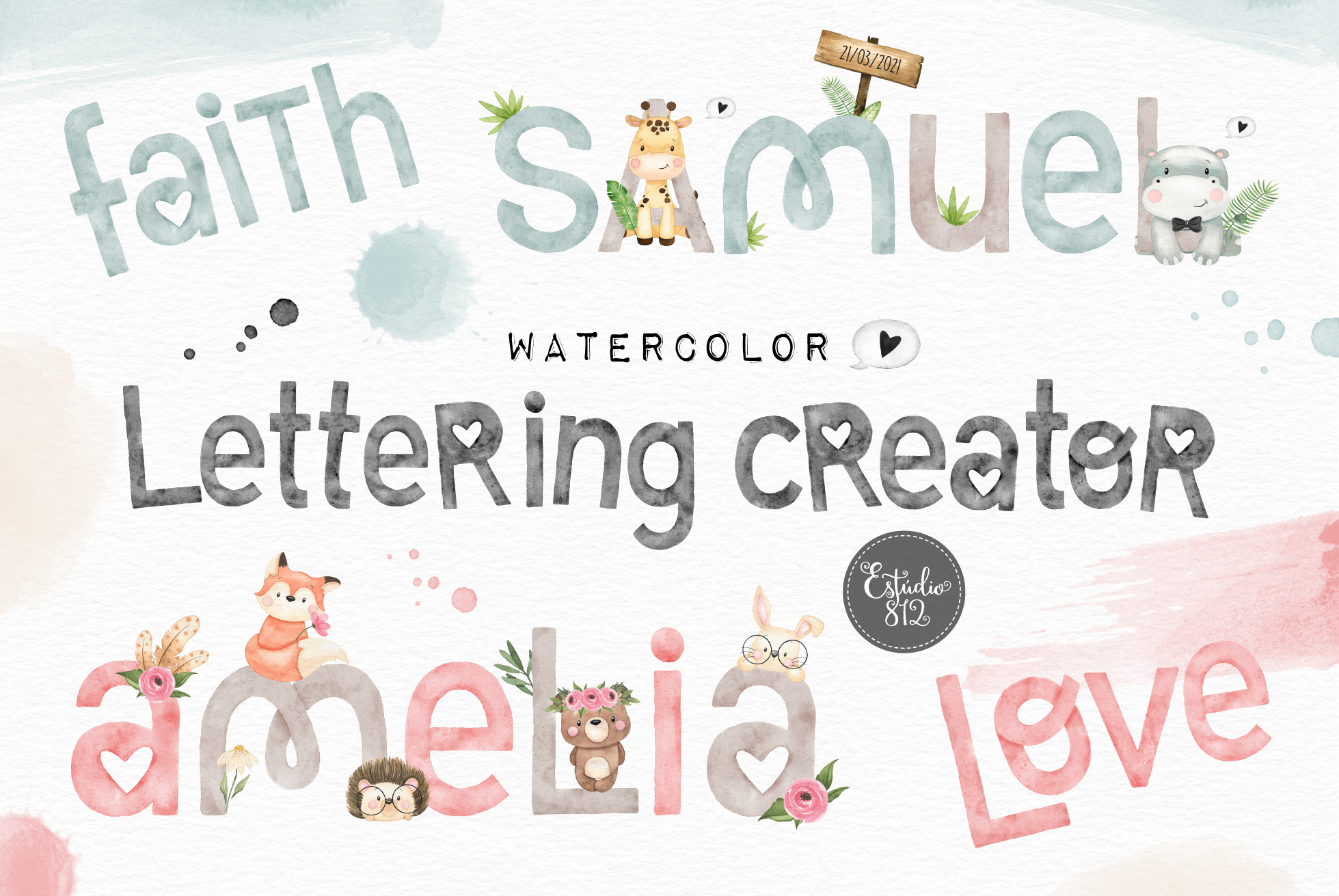 Watercolor Lettering Creator, an Illustration by Estudio 812