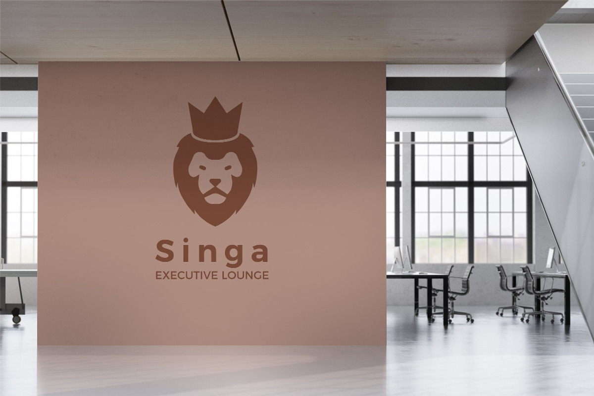Singa : Negative Space Lion Logo, a Branding & Logo Template by Punkl Camp
