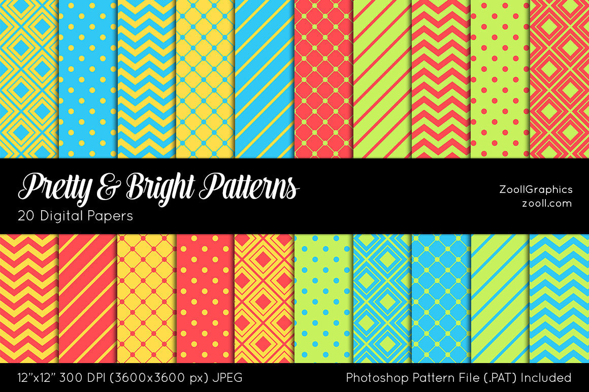 Pretty And Bright Digital Papers, a Pattern Graphic by ZoollGraphics