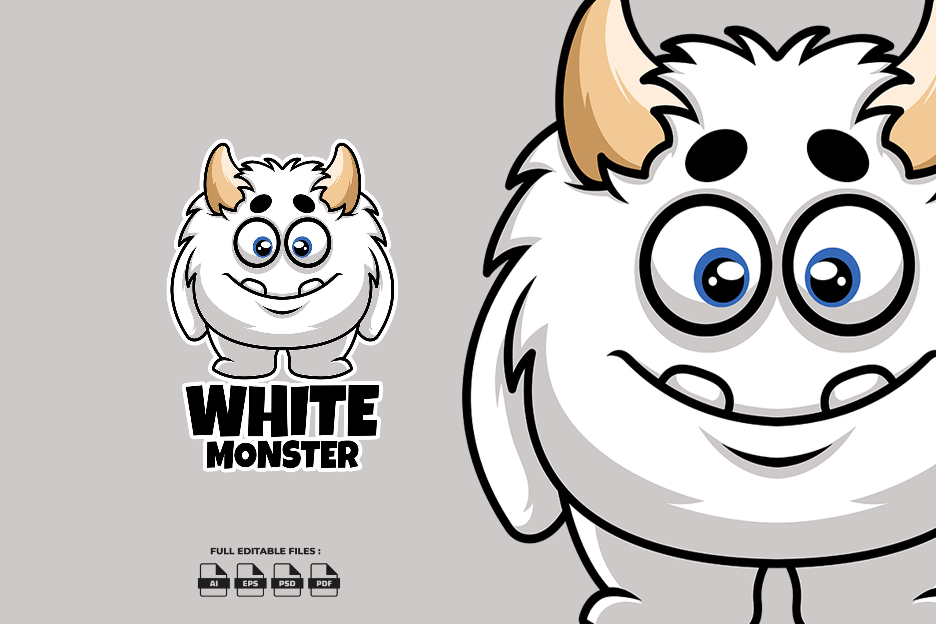 White Monster Mascot Logo, a Branding & Logo Template by Gumrega Studio