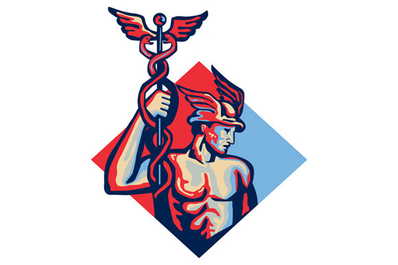 Mercury Holding Caduceus Staff R, an Illustration by patrimonio