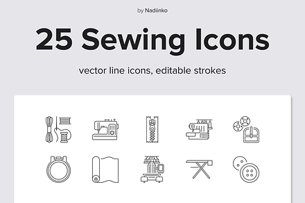 50 Sewing Line Icons | Outline Icons ~ Creative Market