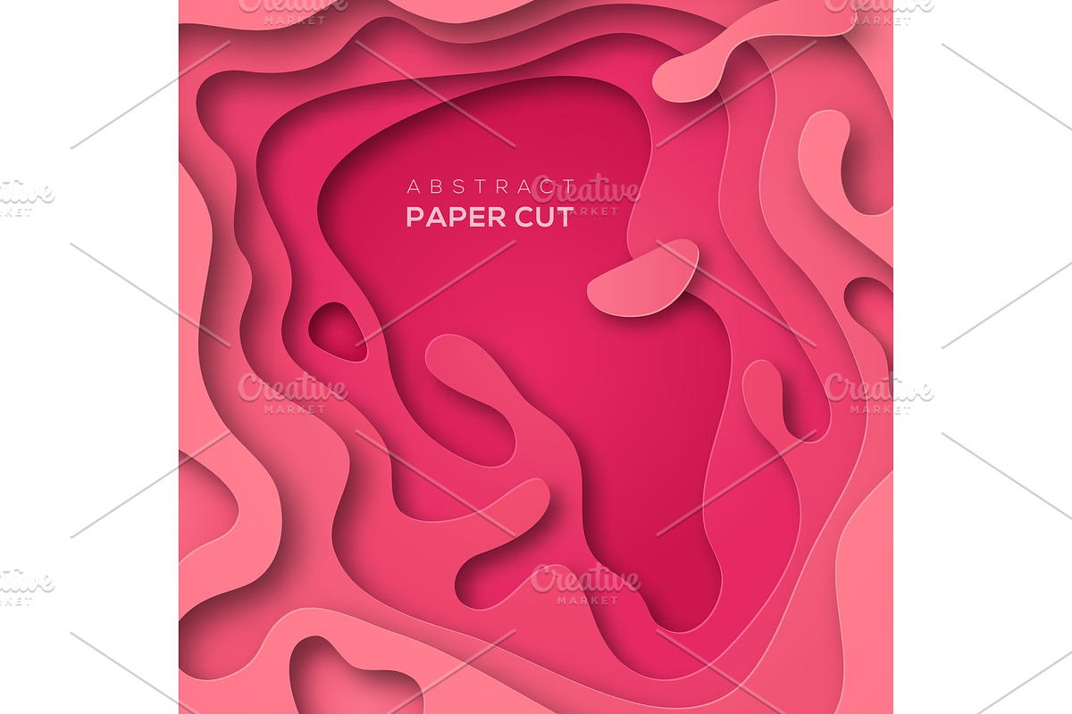 Pink paper cut background, a Decorative Illustration by kotoffei