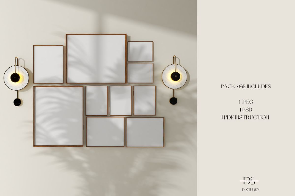 Gallery wall frame psd mockup, a Household Mockup by DSTUDIO888 | Creative Market
