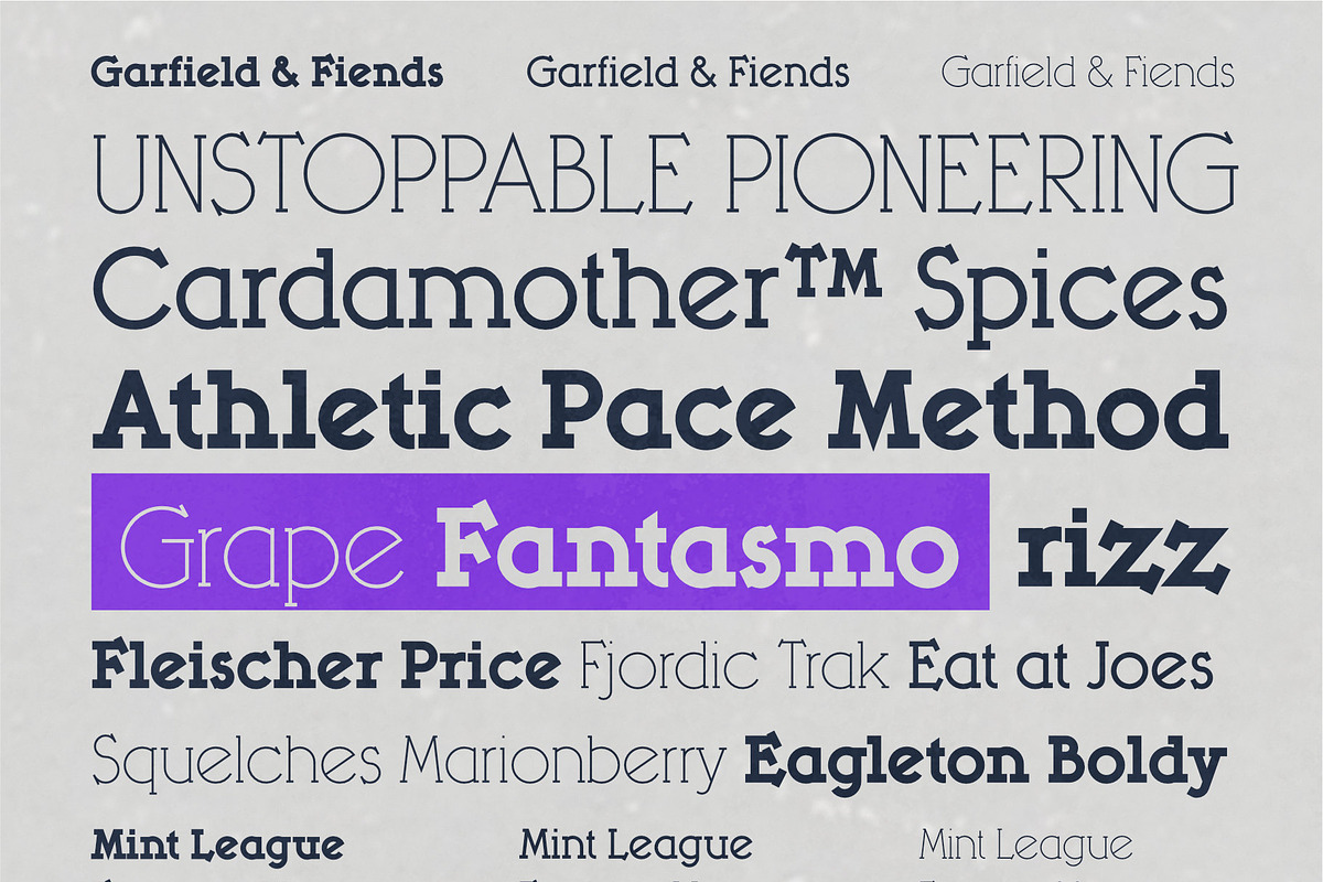 GustoBrite Family: retro slab fonts, a Slab Serif Font by Ekloff
